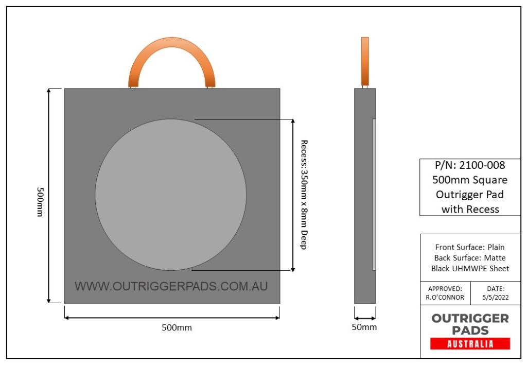 Recessed Face 500mm x 500mm x 50mm Outrigger Pads - Outrigger Pads ...